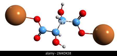 3D image of Tartaric acid skeletal formula - molecular chemical ...