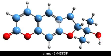 3D image of Psoralen skeletal formula - molecular chemical structure of ...