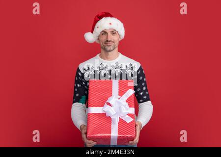 Celebration, holidays and presents concept. Portrait of happy and cute ...