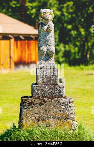 Chief Mali memorial marker; Hand carved cedar totem poles; Gitanyow ...