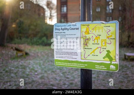 Dog agility course sign, England, UK Stock Photo - Alamy