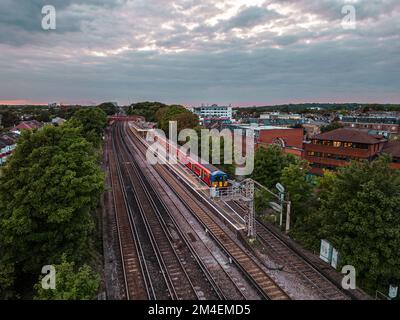 An aerial view of train rails at Raynes Park Stock Photo - Alamy