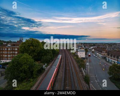 An aerial view of train rails at Raynes Park Stock Photo - Alamy