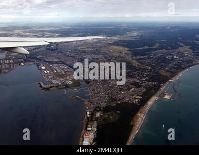 Aerial view of the Futtsu peninsula in Chiba prefecture, Japan Stock ...