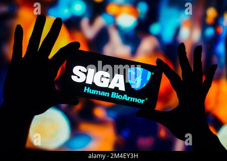 In this photo illustration, the SIGA Technologies logo is displayed on ...