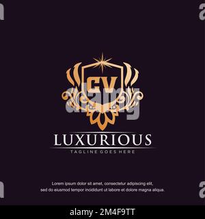 CV logo initial letter monogram with circle slice rounded design ...