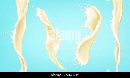 Cream waves realistic texture. Pouring milk flow Stock Vector Image ...