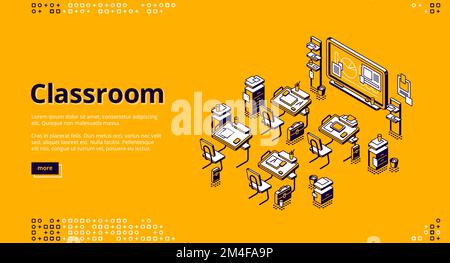Digital Classroom Educational Web Lecture Vector Illustration Stock ...