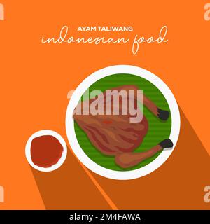 A vector illustration of traditional Indonesian Ayam bakar dish on a ...