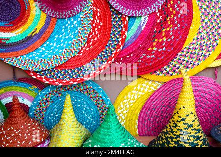 Omani Souvenirs. Traditional Colorful Baskets and Wicker Hats. Arabic ...