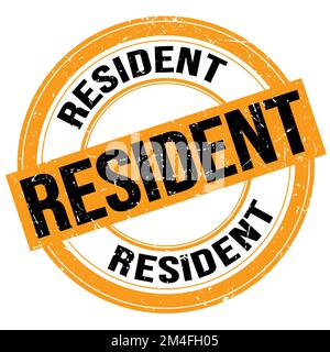 RESIDENT text written on orange grungy stamp sign Stock Photo - Alamy