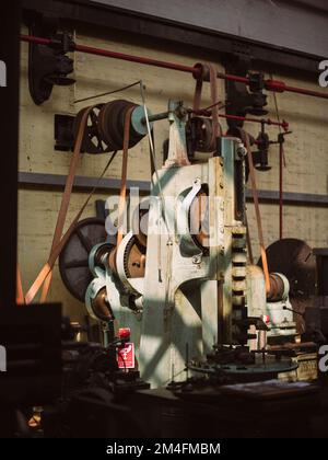 Steam powered, belt driven machinery at Combe Mill nr Woodstock, Oxford ...