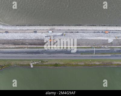 The Afsluitdijk flood defense system in the Netherlands between North ...