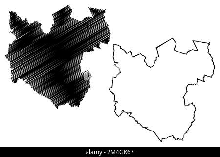 Hidalgo del Parral, Chihuahua, Mexico, bright outlined vector map with ...
