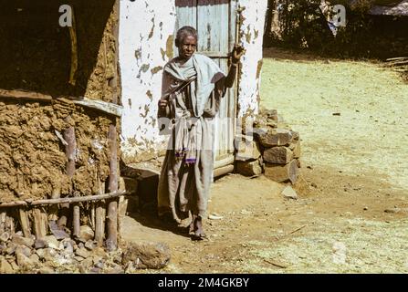 Ethiopia, 1970s, Falasha Jewish village, baking clay potteries, open ...