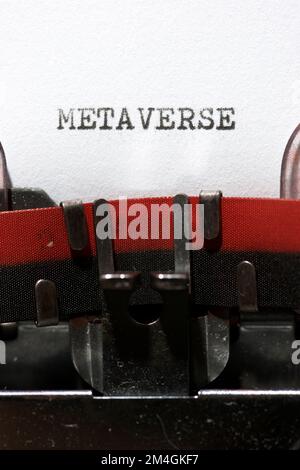 Metaverse word written with a typewriter Stock Photo - Alamy