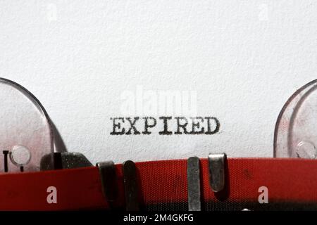 Expired word written with a typewriter Stock Photo - Alamy