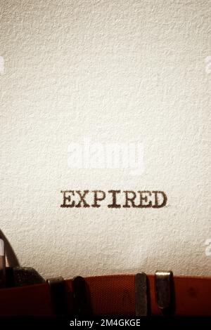 Expired word written with a typewriter Stock Photo - Alamy