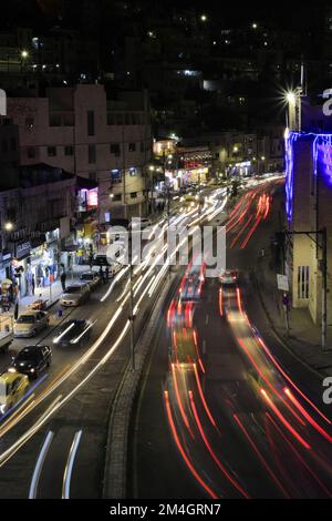 Traffic trails in Downtown Amman City, Jordan, Middle East Stock Photo ...