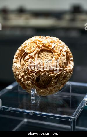 Close-up of delicate ivory sculptures from ancient China Stock Photo ...