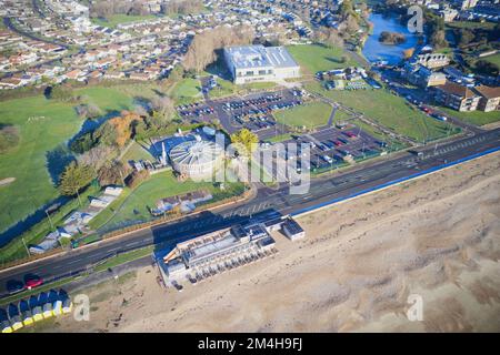 Aerial view towards the Littlehampton Wave the Swimming Pool and ...