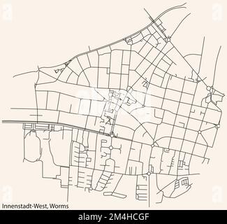 Street roads map of the INNENSTADT WEST QUARTER, WORMS Stock Vector ...
