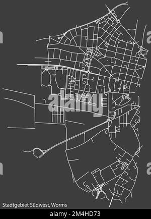 Street roads map of the STADTGEBIET SÜDWEST DISTRICT, WORMS Stock ...