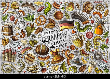 Colorful cartoon oktoberfest 6 elements set Stock Vector Image & Art ...