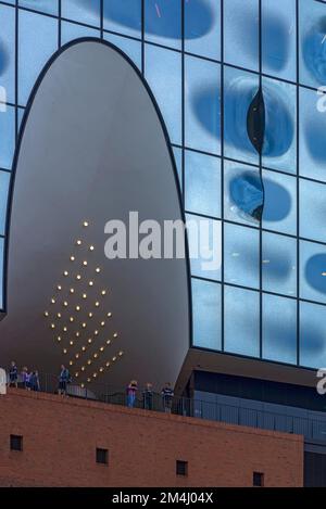 Elbphilharmonie, part of the glass facade, Hamburg concert hall, modern ...