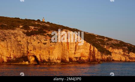 Blue Caves, morning light, lighthouse, rocky coast, northeast coast ...