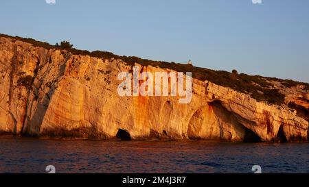 Blue Caves, morning light, lighthouse, rocky coast, northeast coast ...