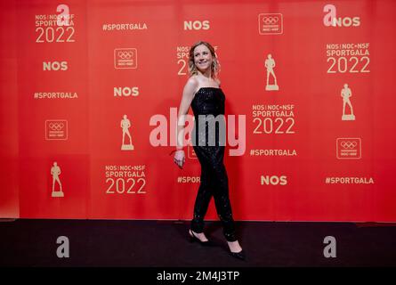 AMSTERDAM - 21/12/2022, Annemiek van Vleuten, nominated for Sportswoman of the Year on the red ...
