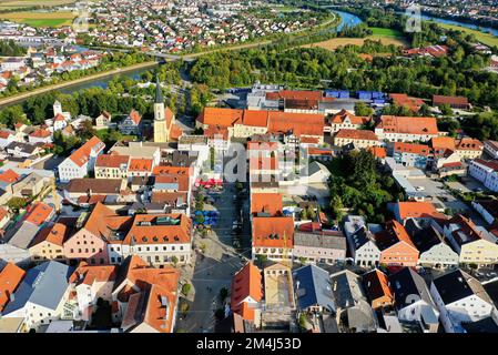 Aerial view of Kelheim between Altmuehl and Main. Kelheim, Lower ...