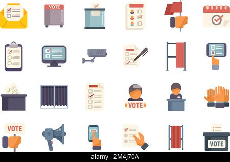 Polling booth icons set flat vector. Ballot box. Choice election ...