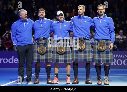 Scotland’s team (from left) Paul Lawrie, Jonny O’Mara, Aidan McHugh ...