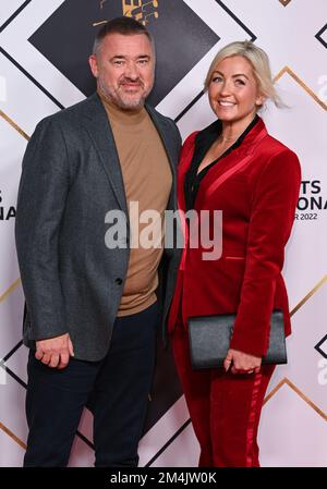 Stephen Hendry and partner Lauren Thundow pose on the red carpet prior ...
