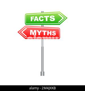Facts vs myths, fact-checking. Check mark. Fake news. Rumors comparing ...