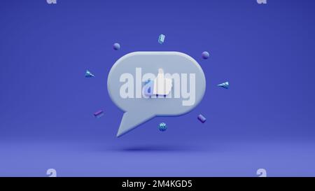 Quote message frame with isometric 3D rendered background, Chat box in ...