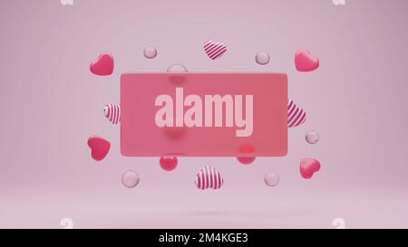 3d rendering of Love status Message frame box icon with space for your ...