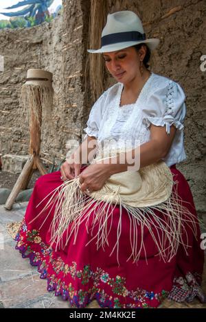 Toquilla straw hat, known as Panama Hat. Brimmed straw hat of ...