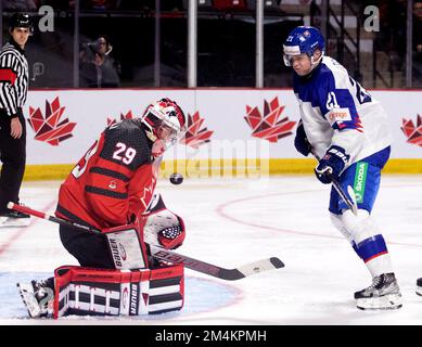 December 21, 2022, Moncton, NB, Canada: Slovakia's Libor Nemec tries to ...