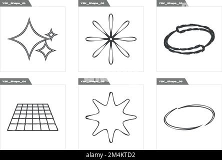 Brutalism shapes. Rave psychedelic retro futuristic set. For modern T ...