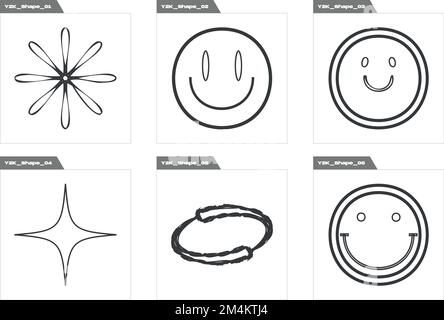 Vector Graphic Assets Set. Retro futuristic graphic ornaments. Modern ...