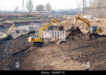HEBI, CHINA - DECEMBER 22, 2022 - The dredging of the Xunxian section ...