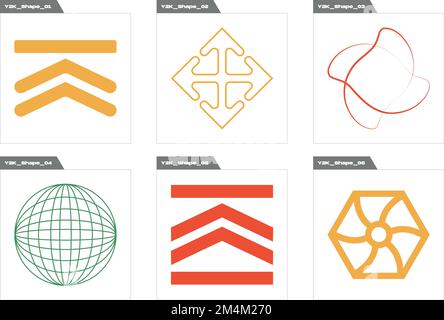 Collection of Y2K elements. Extraordinary Graphic Assets. Elements for graphic decoration Stock ...