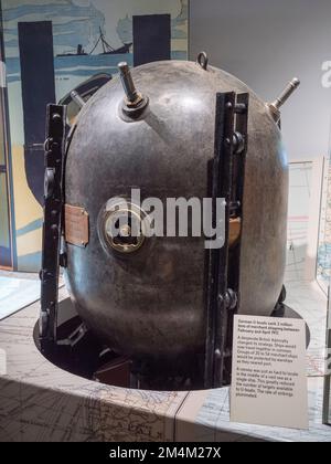 A German sea mine laid by a U-Boat in the Thames Estury in 1917 and ...