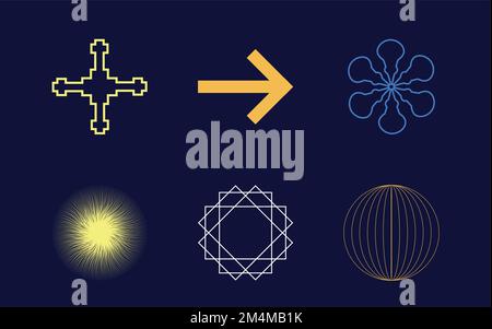 Retro futuristic elements for design. Minimalist geometric elements ...