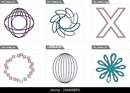 Vector Graphic Assets Set. Rave psychedelic retro futuristic set. For ...