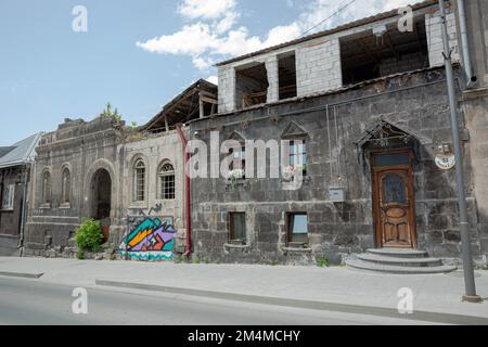 The beautiful streets of the historical city Gyumri, Armenia Stock ...