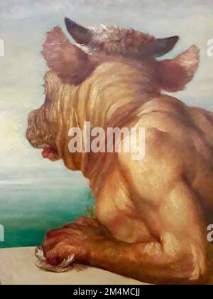 GEORGE FREDERICK WATTS artist, at work on his statue of 'Energy' Stock ...